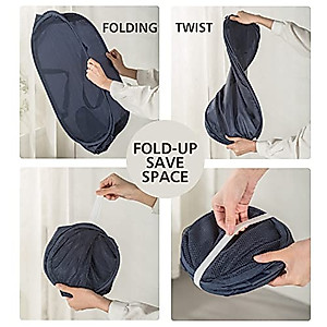 HONOMA Sturdy Mesh Laundry Hamper Basket Bag,Pop up Basket with Side Pocket for Laundry Room, Bathroom, Kids Room, College Dorm or Travel (Pop Horizontal, Emerald)