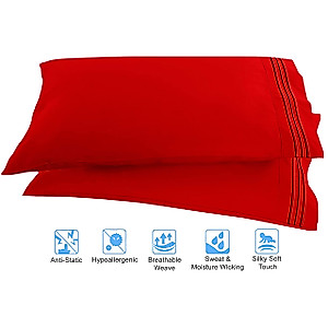 Elegant Comfort Luxury Wrinkle,Fade and Stain Resistant 1500 Thread Count Egyptian Quality 4-Piece Bed Sheet Set, Deep Pocket, , Queen Size , Red