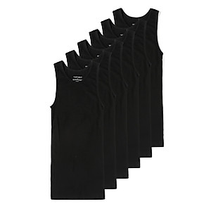 Comfneat Men's 6-Pack A-Shirts Tight Fit Tank Tops Cotton Spandex Undershirts (Black 6-Pack, S)