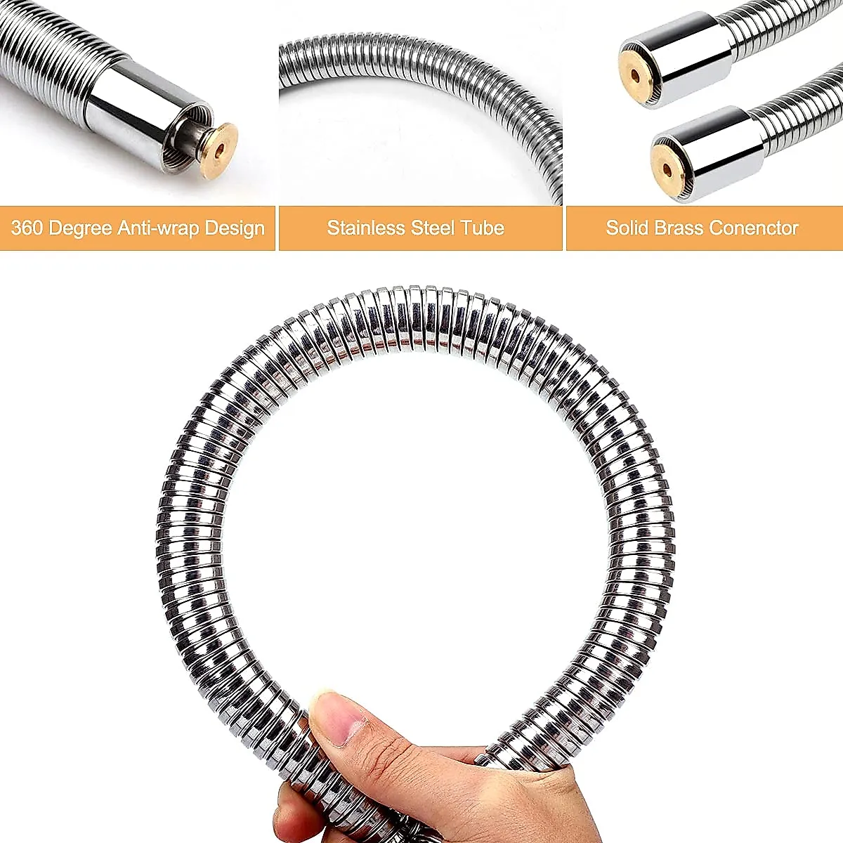 KOLLNIUN 38" Commercial Pre Rinse Hose Stainless Steel Flexible for Commercial Kitchen Sink Restaurant Industrial Dishwasher Faucet Pre-Rinse Sprayer Hose Replacement Part (96CM/38inch)