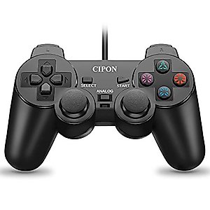 Cipon Wired Controller Compatible with PS-2 Console, Black Remote Gamepad with 2.2M Cable