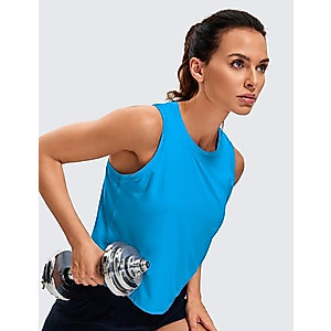 CRZ YOGA Women's Lightweight Racerback Tank Top High Neck Cropped Tank Tops Sleeveless Workout Running Shirts Poolside Blue Small