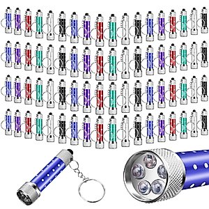 100 Pcs Mini Flashlight Keychains 5 Bulbs LED Flashlight Bright Pocket LED Keychain Colorful Mini Flashlight Toy for Kid Party Favors Home Office Camping Travel Read, Battery Included (Stylish Style)