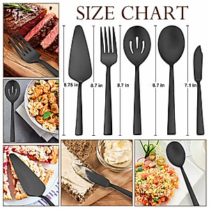 Herogo 53-Piece Matte Black Flatware Set with Steak Knives & Serving Utensils, Stainless Steel Square Silverware Cutlery Set for 8, Unique Tableware Eating Utensils Set, Satin Finish, Dishwasher Safe