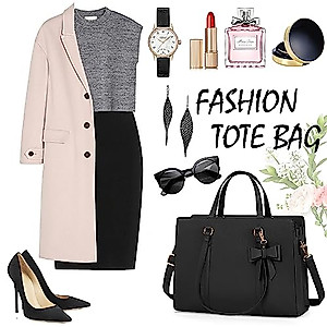 NUBILY Laptop Bag for Women 15.6 inch Laptop Tote Bag Waterproof Leather Computer Bag Lightweight Womens Briefcase Professional Business Office Work Bag Large Capacity Handbag Shoulder Bag Black