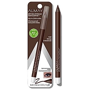 Almay Gel Eyeliner, Waterproof, Fade-Proof Eye Makeup, Easy-to-Sharpen Liner Pencil, 140 Deep Chestnut, 0.045 Oz