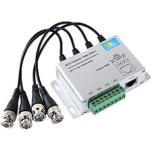 BeElion 4-CH 720P/1080P HD Passive Video Balun, Aluminium Alloy BNC to RJ45 Network Transceiver Cat5e/Cat6 Adapter AHD/TVI/CVI/CVBS for Full HD Security Surveillance Camera System