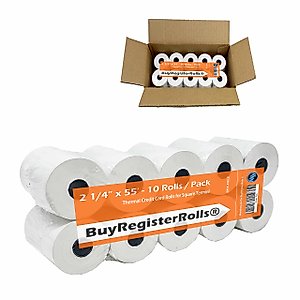 Receipt Paper Roll for Square Terminal Credit Card Machine 2 1/4 x 55 (10 rolls - 48 GSM Paper Thickness) BuyRegisterRolls