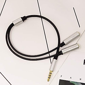 yueton Headset Adapter Y Splitter Extension Cable 3.5mm Stereo Male to 2 Port 3.5mm Female with Separate Mic and Audio Headphone Mutual Convertors for Gaming Headset,PS4, Xbox One,Notebook (Silver)