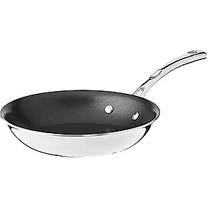 Cuisinart FCT22-20NS French Classic Tri-Ply Stainless Cookware 8-inch Non-Stick Frying Pan Bundle Classic Nonstick Edge 6" Chef's Knife and Deco Gear Kitchen Safety Cut Resistant Gloves