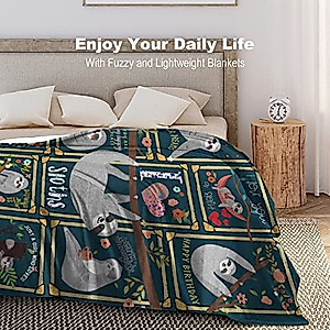 Sloth Blanket Lightweight Flannel Fleece Cartoon Cute Animal Throw Blankets Soft Cozy Plush Microfiber All-Season Blanket for Bed/Couch/Sofa-50 x40 in