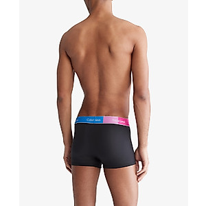 Calvin Klein Men's This is Love Pride Colorblock Micro Underwear, Black W/Shocking Blue, M