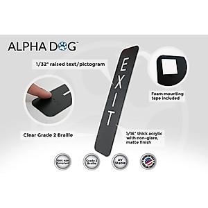 ALPHA DOG ADA SIGNS - Vertical Braille Exit Sign for Business, 8x2 Inch, ADA Compliant, ADA Exit Sign with Braille, Indoor or Outdoor, Easy Installation, Made in the USA, Black Exit Sign
