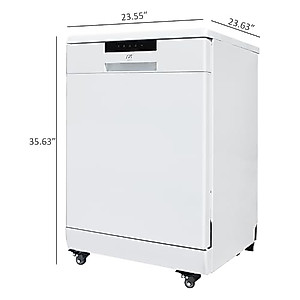 SPT SD-6513WB 24″ Wide Portable Dishwasher with ENERGY STAR, 6 Wash Programs, 10 Place Settings and Stainless Steel Tub – White