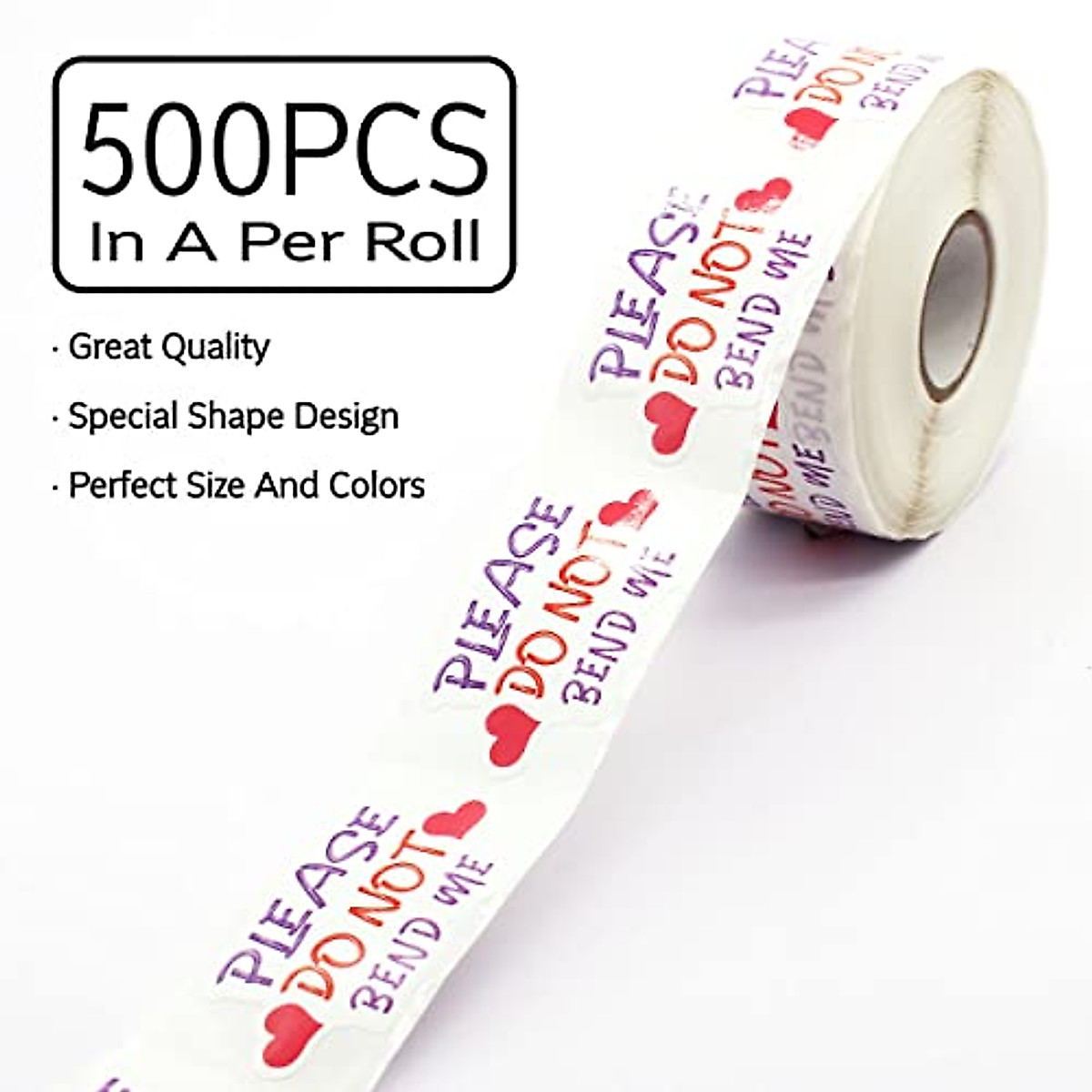 Please Do Not Bend Me Stickers,Thank You Stickers,Handmade Stickers,Small Shop Stickers,Envelopes Stickers for Small Business, Online Retailers,Handmade Goods,500 Labels Per Roll