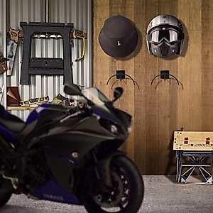 DIYIIRON 4PCS Wall Mounted Hat Rack Helmet Rack Multifunctional Display Rack,Metal Hat Holder Helmet Display Hanger for Hat,Helmet,Coat,Black