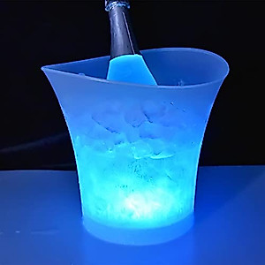 Ice Bucket,Beer cooler,5L 6 Colors LED Light Up Champagne Beer Bucket Holder Bars Nightclubs Bars Night Party Wine Drink Beer Juice Buckets Ice Beverage Tub