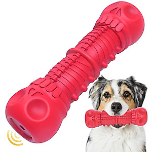 Dog Squeaky Toys Almost Indestructible,bfuee Dog Chew Toys for Aggressive Chewers, Toughest Natural Rubber,Pet Chew Toys for Medium and Large Breed,Bone Shape