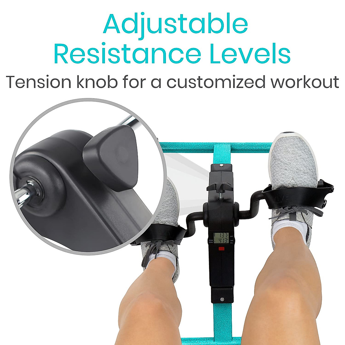 Vive Under Desk Bike Pedal Exerciser - Foot Pedal Exerciser - Foldable Portable Quiet Foot, Hand, Arm, Leg Exercise Pedaling Machine LCD Display, Adjustable Tension, Fitness Rehab Gym Equipment