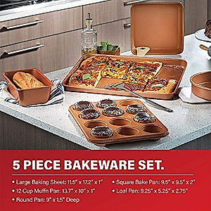 Gotham Steel 20 Pc Pots and Pans Set Nonstick Cookware Set + Bakeware Set, Complete Ceramic Cookware Set for Kitchen, Non Stick Pots and Pans Set with Lids, Dishwasher / Oven Safe, Non Toxic - Red