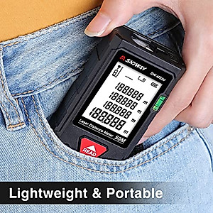 Laser Measurement Tool 165Ft, Digital Laser Distance Meter Bubble Levels, Handheld Laser Tape Measure 50M, High Accuracy Digital Tape Measure Backlit LCD, IP54, Area, Volume, Pythagoras