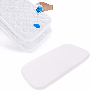 Baby Waterproof Bassinet Mattress Pad Cover and 100% Cotton Sheet(White), 21" x 32"