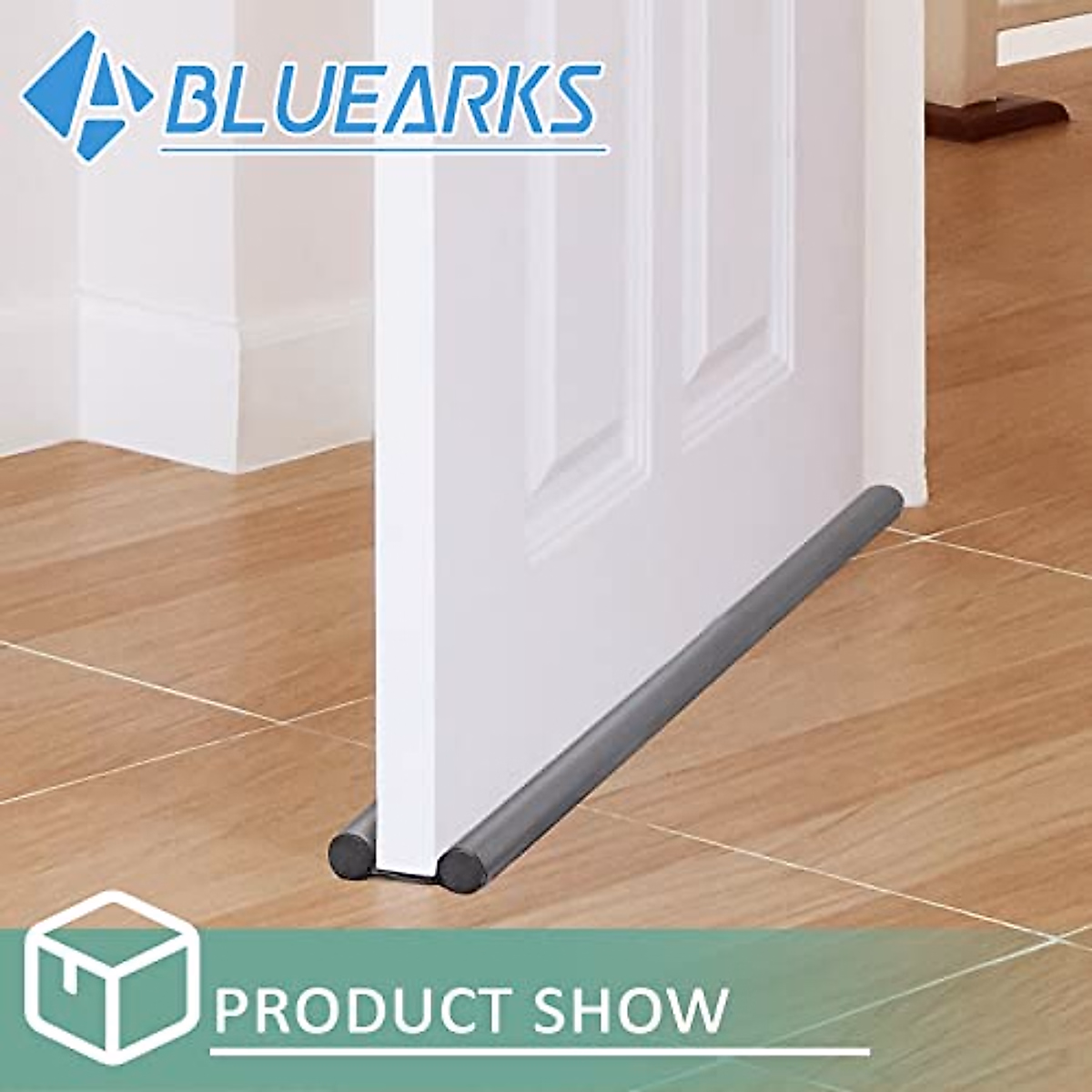 Bluearks 37 Inch Door Draft Stopper, Under Door Draft Stopper for Bottom, Twin Door Draft Stopper, Adjustable Door Sweep, Door Noise Blocker Cold Air (Size Adjustable