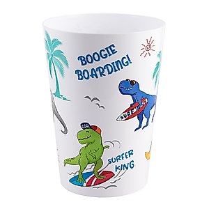 Allure Home Creation Surfin' Dino Wastebasket Compact Size 1.71 gallons