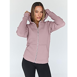 Trendy Queen Womens Zip Up Hoodies Fleece Jackets Oversized Sweatshirts Fall Fashion Outfits Sweaters Winter Clothes DarkPink M