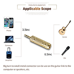 SUNYIN Guitar Amp Cord,Electric Guitar Cable 1/4 Inch Instrument Amp Cord Guitar Cord,3.5mm&6.5mm Converter Adapter,3.5mm Audio Cord,4 Picks(10ft)