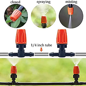 Micro Drip Irrigation Kit, Yulaiyoen Garden Irrigation System Plant Automatic Watering Kit with 32.8ft 1/4inch Blank Distribution Tubing Hose Adjustable Misting Sprinkler Nozzles for Greenhouse Patio