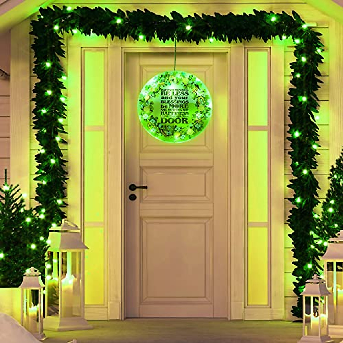 Capoda St. Patrick's Day Hanging Window Light Shamrock Decorations Irish May Your Blessing Light up Decor St. Patrick's Day Religious Christian Plaque Lucky Wishes Sign for Home Door Wall(Shamrock)