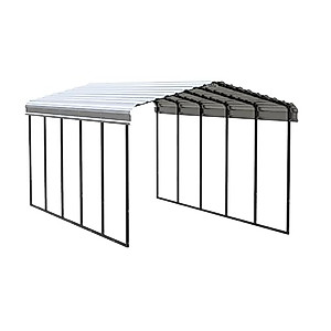 Arrow Carports Galvanized Steel Carport, Full-Size Metal Carport Kit, 12' x 24' x 9', Eggshell