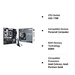 ASUS Prime Motherboard B660M-A WiFi D4 LGA 1700(Intel 12th Gen) mATX (PCIe 4.0, Wi-Fi 6,DDR4,2xM.2 Slots, 1Gb LAN, DP,2 x HDMI, USB 3.2 Rear Gen 2 and Front Gen 1 Type-C, Aura Sync)