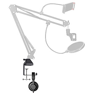 novonest Heavy-duty Metal Table Mounting Clamp,Black Large-area Contact Base for Microphone Suspension Boom Scissor Arm Stand Holder,Max Clamping Thickness 2.75"/70mm,with Headset Hook Hanger,NB35-B