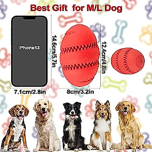 MosaiRudo Squeaky Latex Dog Toy Balls Football Rugby Fetch Interactive Toy for Medium Large Dogs, Dog Treat Ball for Teeth/Slow Feeder (Red)