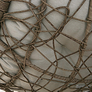 Ulax Furniture Outdoor Wicker Hanging Chair Swing, Patio Hanging Basket Swing Chair with Hanging Steel Chain (Beige)