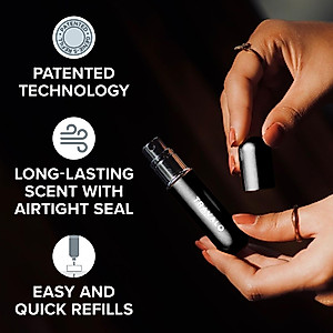 Travalo Classic HD Perfume Atomizer | Genie-S TSA Approved Travel Perfume Bottle Refillable | Reusable Airtight Easy-Fill Mini Pump Sprayer | Lightweight Elegant Design w/Volume Window | Black 0.17oz