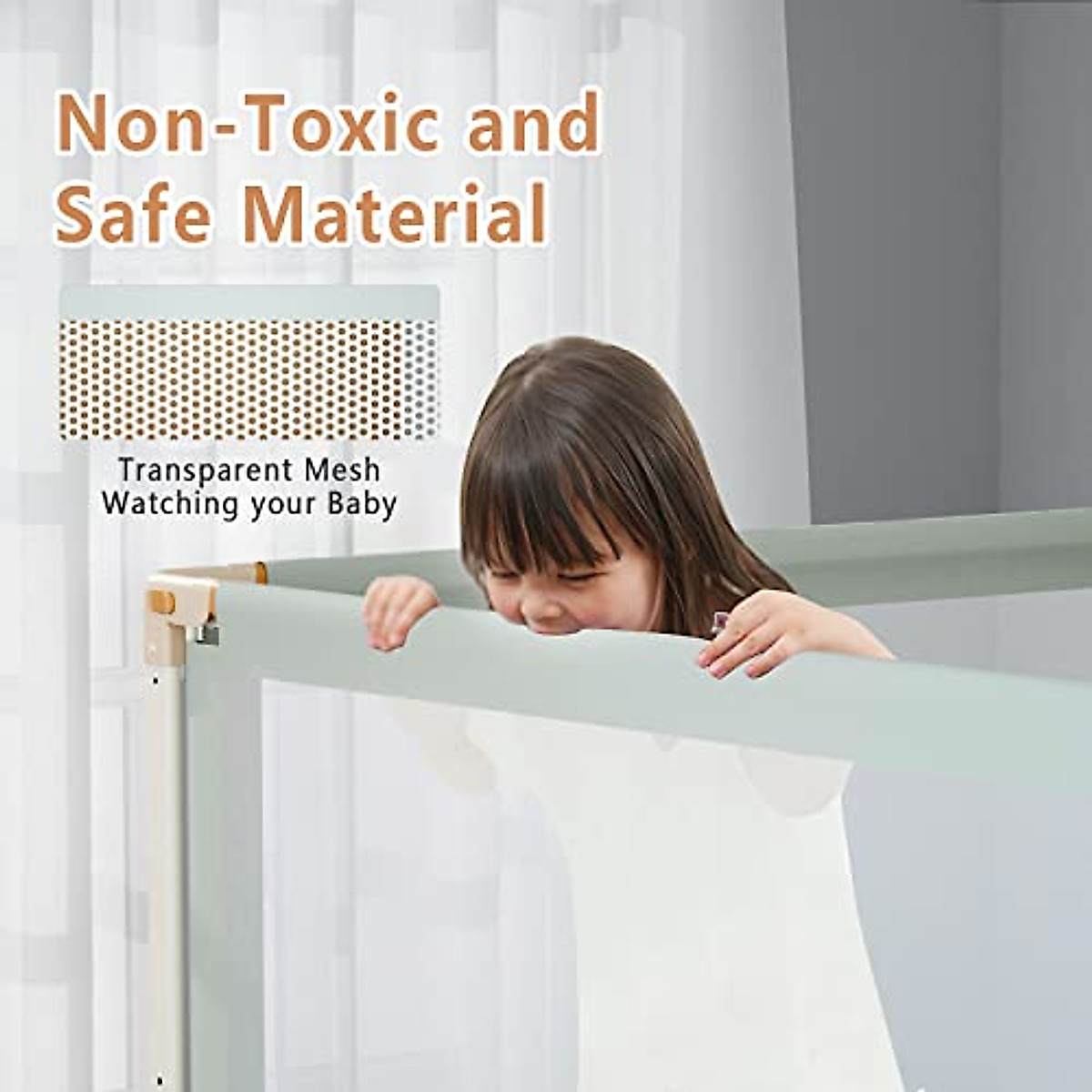 HORZPIL Bed Rails for Toddlers -New Upgraded 0 Gap Bed Guardrail for Kids Great Fit for Twin, Double, Full-Size Queen & King Mattress (74.7inch (1 Side))