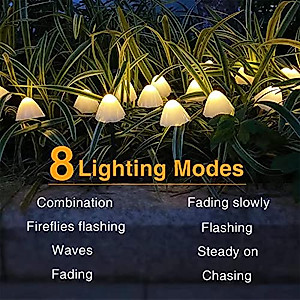 Mengji Life Solar Garden Lights, Garden Decor Solar Mushroom Lights Outdoor Waterproof - 20 Pack 8Modes