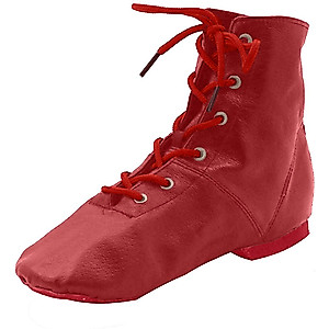 MSMAX Women Jazz Dance Sneakers Lace up Gymnastic Ankle Boots for Men Red 7.5 M US Women
