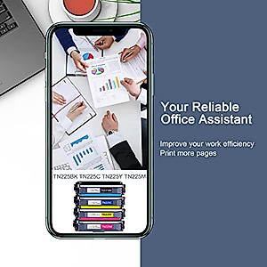 HUIAYA 5 Pack Compatible (2BK+1C+1M+1Y) Color TN225BK TN225C TN225Y TN225M Toner Cartridge Replacement for Brother Pro HL-3140CW HL-3180CDW MFC-9130CW Printer