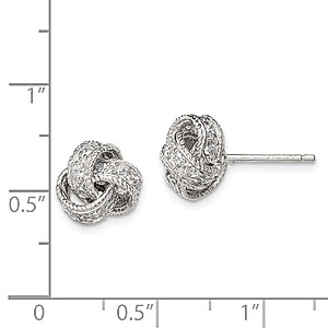 Solid 925 Sterling Silver CZ Cubic Zirconia Love Knot Post Earrings (10mm x 11mm)