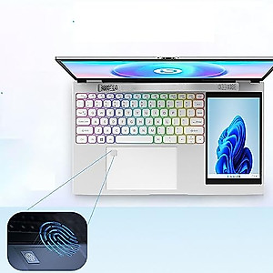 Bewinner HD Laptop, 2.4G 5G Dual Band WiFi 1280x800 7 Inch IPS Dual Screen Touch Screen Laptop Fingerprint Unlock 100-240V for Windows 11 for Classes (16GB+512GB US Plug)