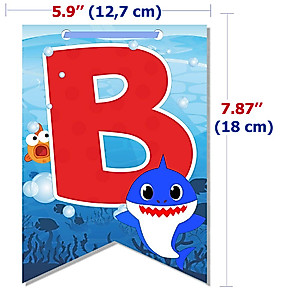 Baby Shark Happy Birthday Banner DOO Garland Shark Theme Party Supplies For Kids Baby Shower Party and Children Birthdays Party Decorations Set of 15 flags