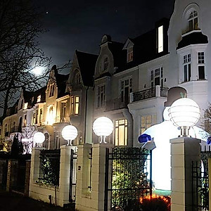 Bwldma Outdoor Waterproof Ball E27 Post Lamp Modern Simple Round Spherical Column Headlights Stainless Steel Home Garden Bulb Landscape Pillar Light (Size : 20 30cm) (Size : 20cm)