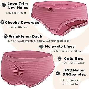 Cheeky Underwear for Women Sexy Panties No Show Stretchy with Cute Lace Seamless Breathable Underwear Women Pack of 6 S-2XL