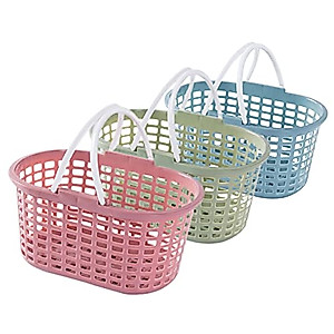 3pcs Storage Tote Basket Toiletry Bag with Handle Dorm Organizers for Portable Organizer Handles Plastic Baskets Bin Shelf College Bathroom Kitchen Caddy Supplies Pantry Shower