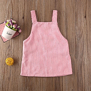 Mubineo Toddler Baby Girl Corduroy Pocket Overall Dress Kids Casual Bib Dresses (Pink, 5T)