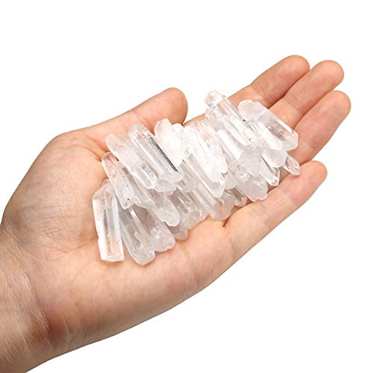 Top Plaza 0.44lb Bulk Irregular Shape Polished Clear Quartz Crystal Points 0.59-1.57'' Natural Tumbled Stones for Decor Reiki Crystal Chakra Cealing